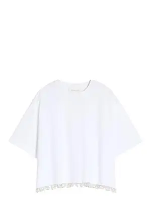 Sportmax Embellished Cotton T-shirt - White