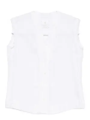 TRAME AUREE Linen Sleeveless Blouse - White