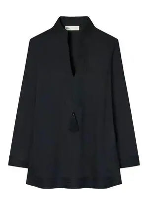 Tory Burch Tory Burch Tassel Detail Cotton Tunic Black