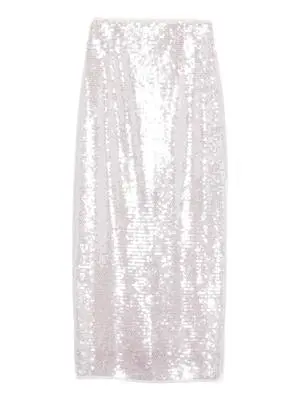 FORTE_FORTE Sequined Long Skirt - Silver