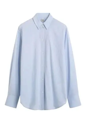 TOTEME Linen And Cotton Blend Shirt - Sky Blue