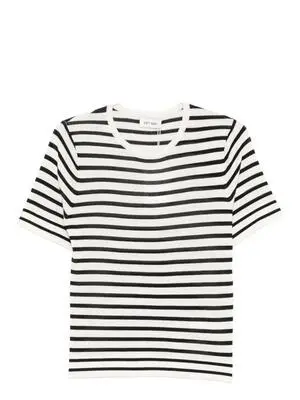SOFT GOAT Striped Silk And Cashmere T-Shirt