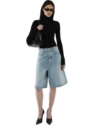 Arakii Oversized Light Wash Bermuda Denim Shorts - Light Blue Wash