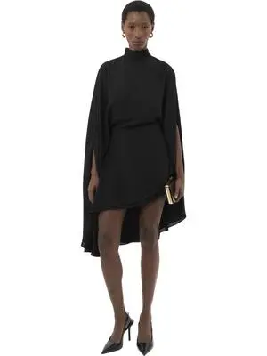 Arakii Poncho Turtleneck Dress Black