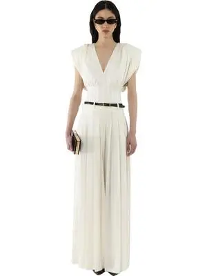 Arakii Deep V-neck Silk Top - Off-white