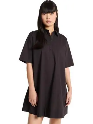 Michael Kors Cotton Poplin Shirtdress With Statement Sleeves - Black