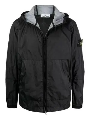 Stone Island Logo-patch Zip-up Windbreaker - Black