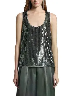 Peserico Sequin-embellished Tank Top - Silver