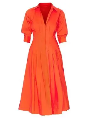 Simkhai Jazz Pintuck Midi Shirt Dress - Red