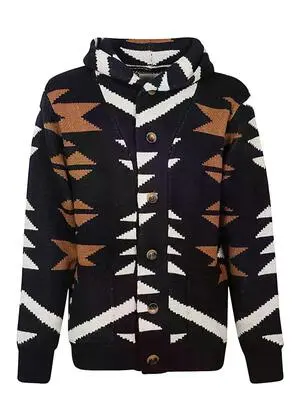 TOOCO Hooded Print Cardigan