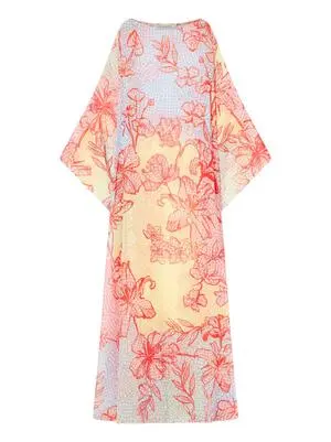 MARY KATRANTZOU Printed Fil Coupé Organza Kaftan - Multi