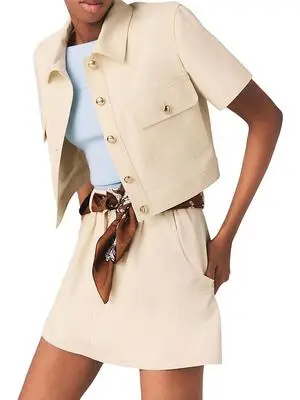 Maje Cropped Jacket - Ecru