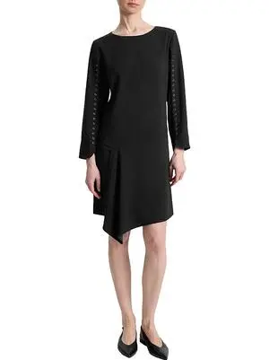 Santorelli Essie Shift Dress With Grommet Detail - Black