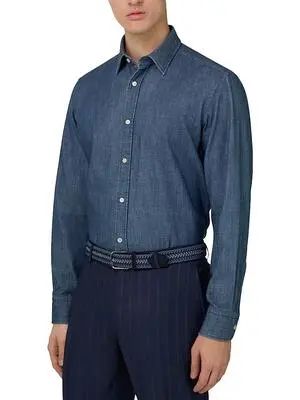 Boggi Milano Regular Fit Cotton Denim Shirt - Medium Blue