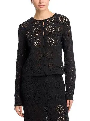 FRAME The Crochet Cardigan - Black