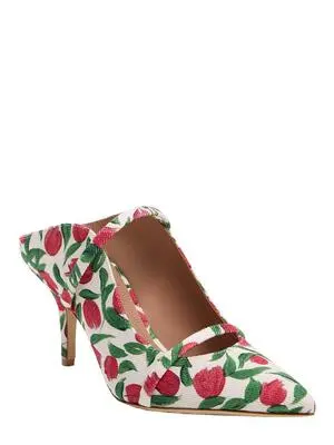 MALONE SOULIERS Maureen 70 Floral Print Mules Red/red