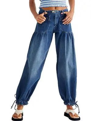 Free People Lotus Mid Rise Balloon Jeans - Juno