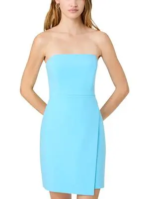 French Connection Whisper Strapless Slit Mini Dress - Blue Lagoon