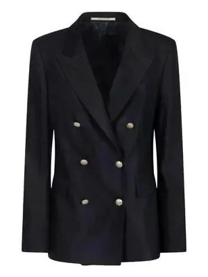 Tagliatore Double-breasted Linen Blazer - Blue