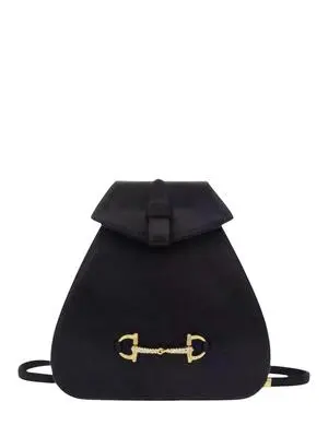 Gucci 1990-2000 Mini Satin Crystal Horsebit Backpack - Black