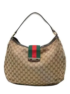 Gucci Large Gg Canvas Web Hobo Bag - Neutrals