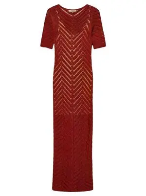 TWINSET Long Chevron Knitted Dress - Red