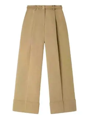 Sandro Wide-leg Pleated Trousers With Buckled Belt - Neutrals