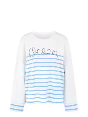 MARCCAIN Striped Cotton Sweatshirt - White