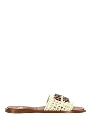 Miu Miu Crochet Logo Slides - Neutrals