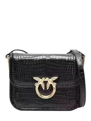 Pinko Crocodile-effect Flap Shoulder Bag - Black