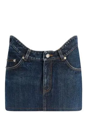 JEAN PAUL GAULTIER Curved Denim Mini Skirt - Blue
