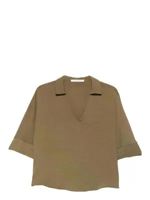 PHILIA LOFT V-neck Collared Blouse - Green
