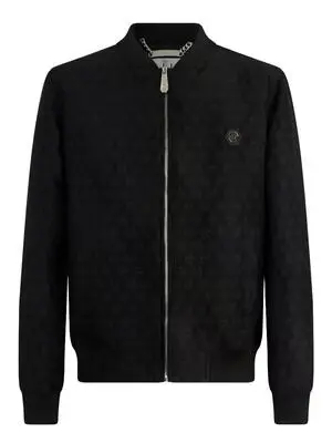 Philipp Plein Jacquard Monogram Bomber Jacket - Black