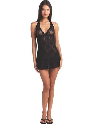 SKIMS Stretch Lace Halter Mini Dress - Soot
