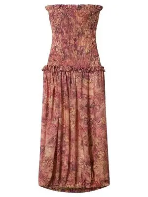 Isabel Marant Mandala-print Smocked Dress - Pink