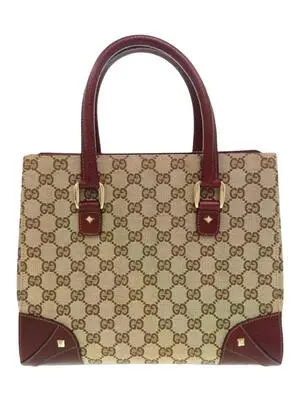 Gucci Gg Canvas Nailhead Handbag - Red