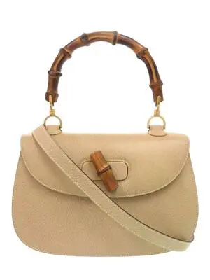 Gucci 20th Century Grained Calfskin Bamboo Night Satchel - Neutrals