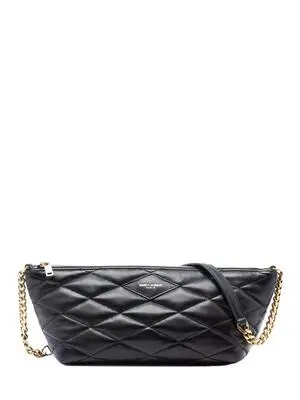 Saint Laurent 2023 Mini Quilted Lambskin Sade Shoulder Bag - Black