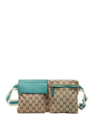 Gucci GG Canvas Web Double Pocket Belt Bag Neutrals
