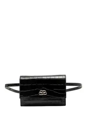 Balenciaga 2019 Croc Embossed Leather Sharp Xs Belt Bag - Black
