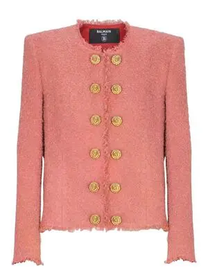 Balmain Buttoned Tweed Jacket - Pink