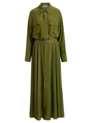 Essentiel Antwerp Chest-pockets Button-up Maxi Dress - Green