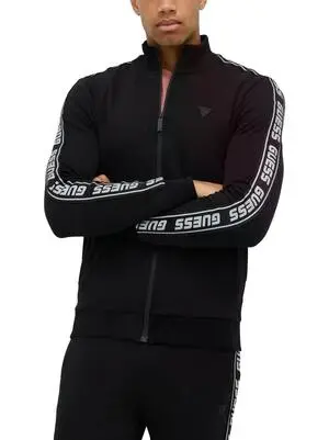 Guess Zip Jacket With Logo Trim - Black