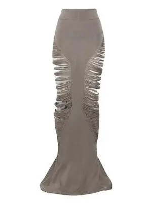 Rick Owens RICK OWENS Maxi Flared Virgin Wool Skirt Grey