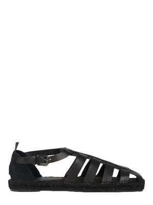 CastaÑer Leather Espadrille Sandals - Black
