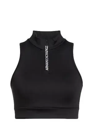 Armani Exchange Sleeveless High Neck Half-zip Sports Top - Black