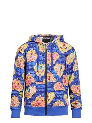 Versace Hooded Sweatshirt With Signature Print - Blue
