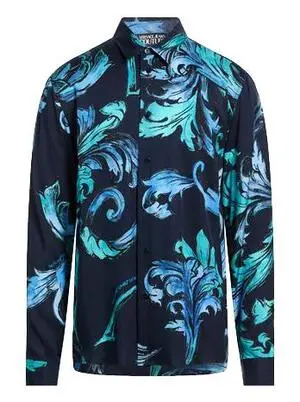 Versace Man Shirt White Size 38 Viscose Navy