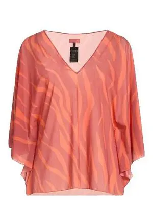 FISICO Zebra-Print Cold-Shoulder Kaftan Top Red
