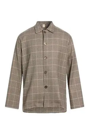 BERNA Man Shirt Brown Size L Polyester, Viscose, Elastane